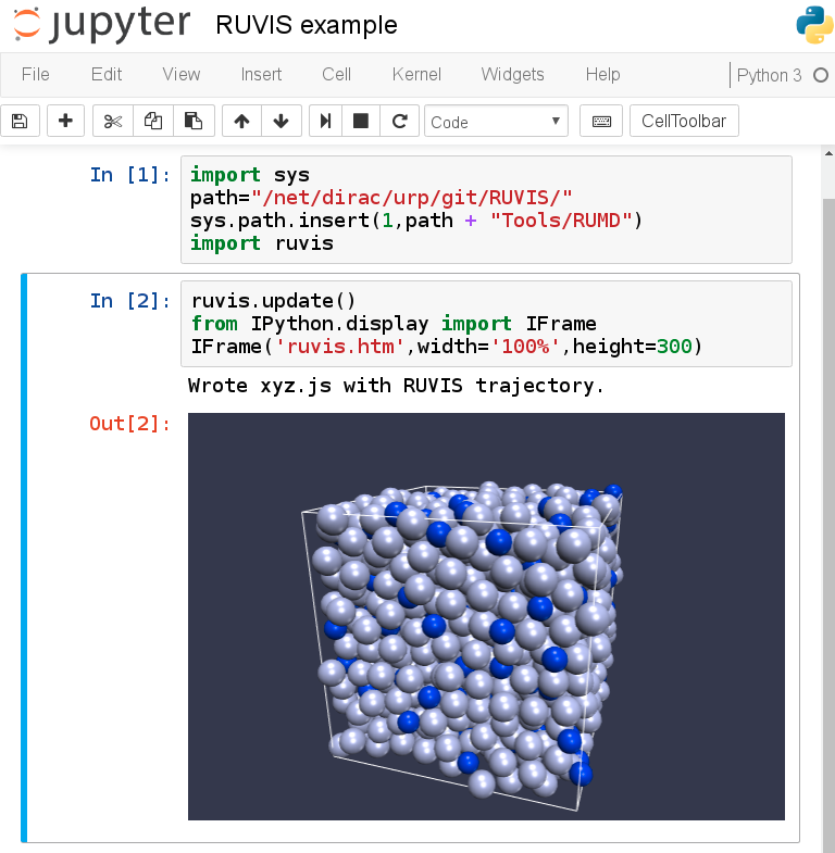 RUVIS - visualization of Molecular Dynamics simulations